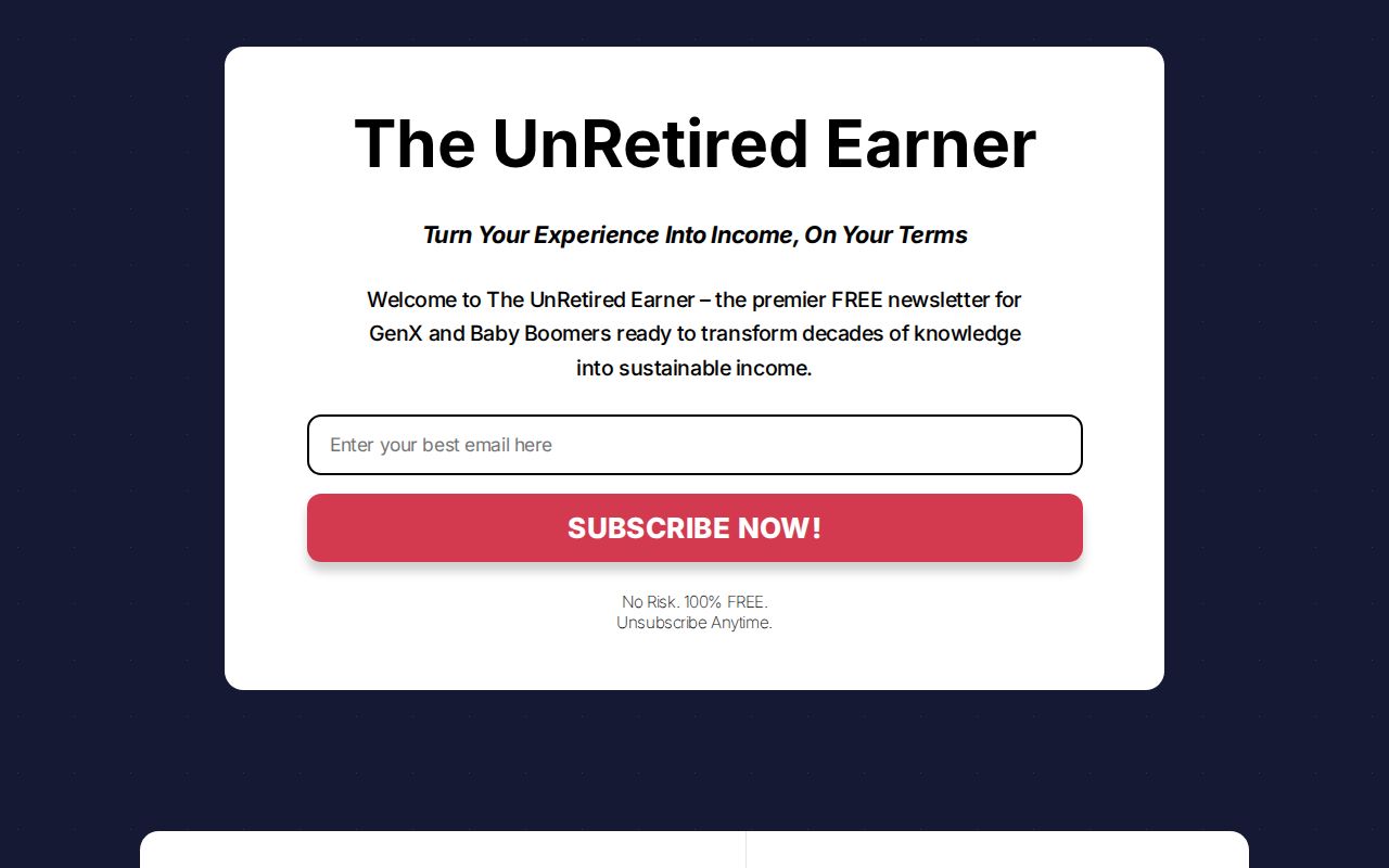 The UnRetired Earner Newsletter